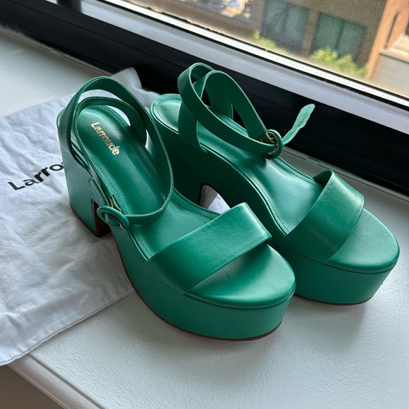 Larroude | Shoes | Larroude Miso Block Heel Sandal Size 6 Green Brand ...